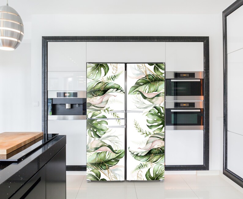 Refrigerator Tropical Leaves Skins Pattern Large Floral Leaf - Etsy