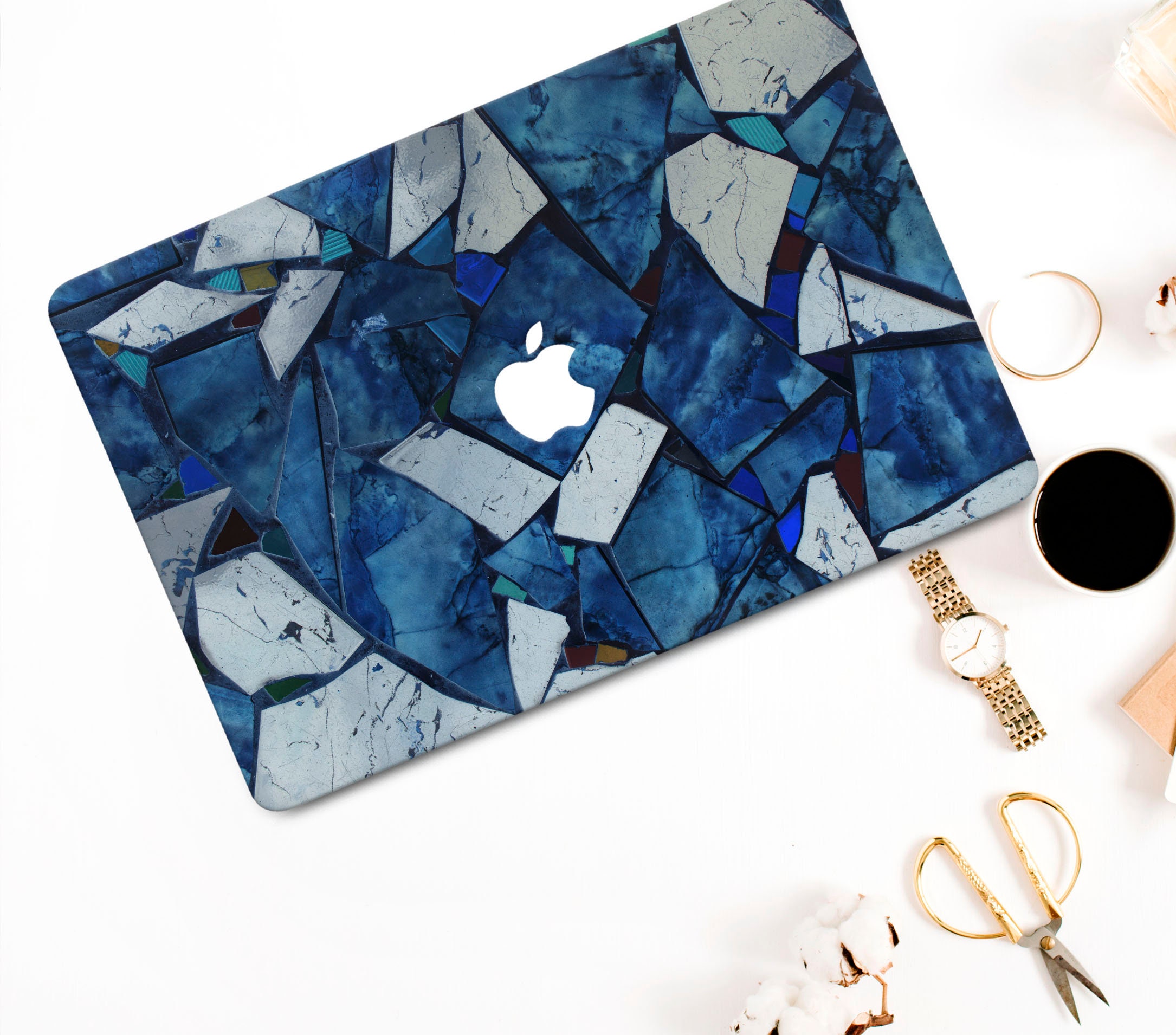 Blue Cracked Marble Macbook 12 inch Pro 15 Retina 2018 Macbook | Etsy