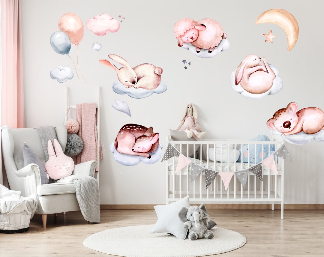 Nursery Decal Set Wall Decals Animals Set for Kids Wall Art Playroom ...