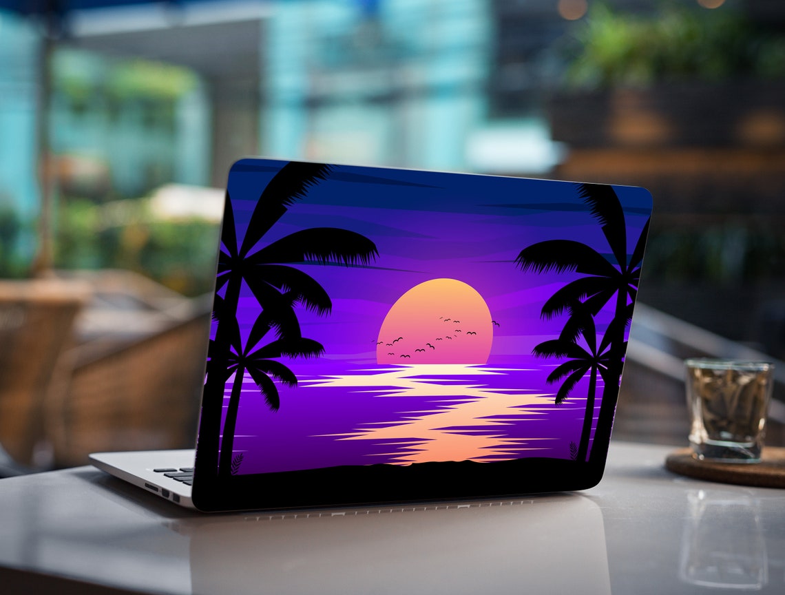 Tropical Palm Laptop Skins Chromebook HP Surface Moon Sea - Etsy