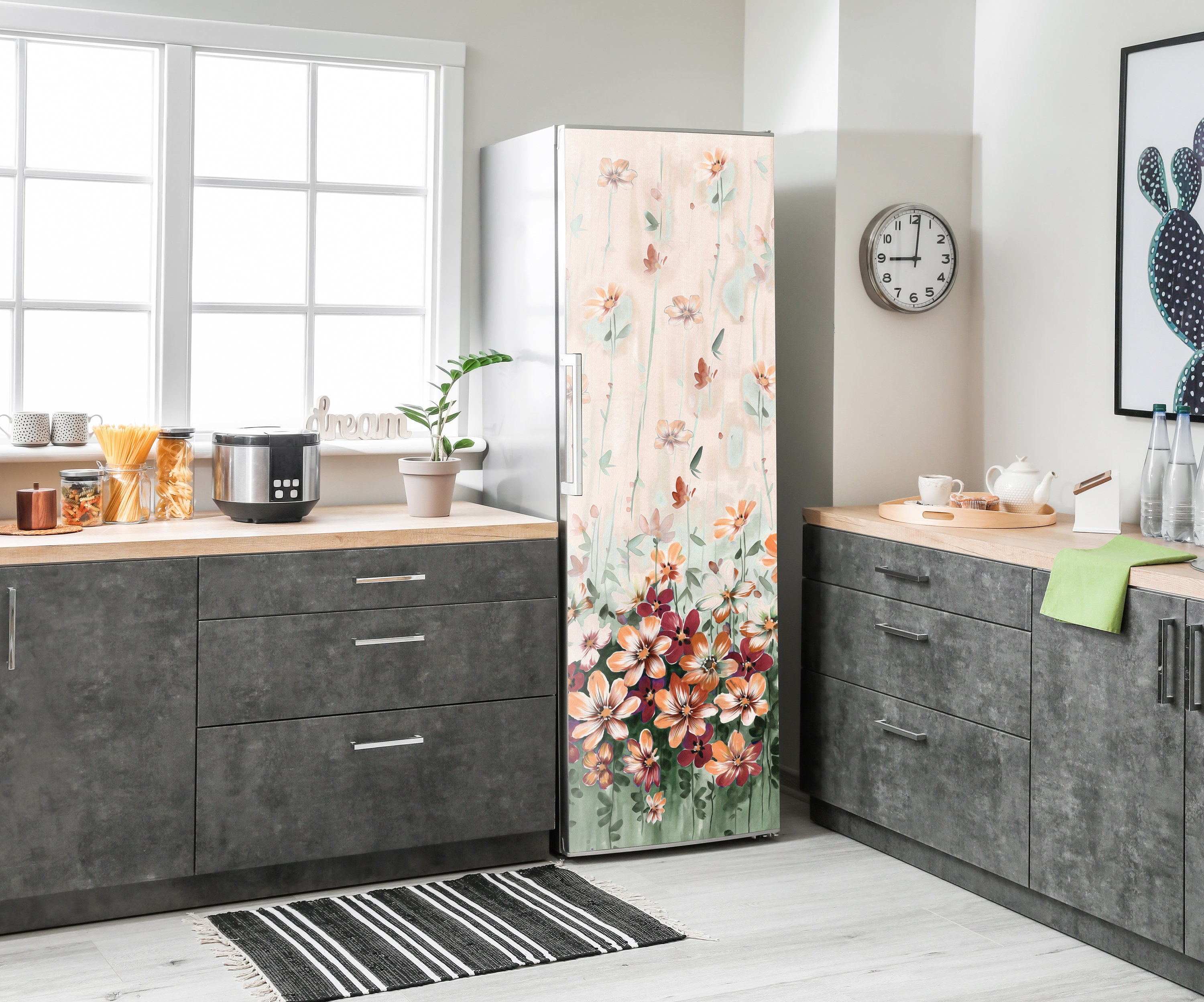 Refrigerator Blossom Flowers Skins Kitchen Decor Pattern - Etsy