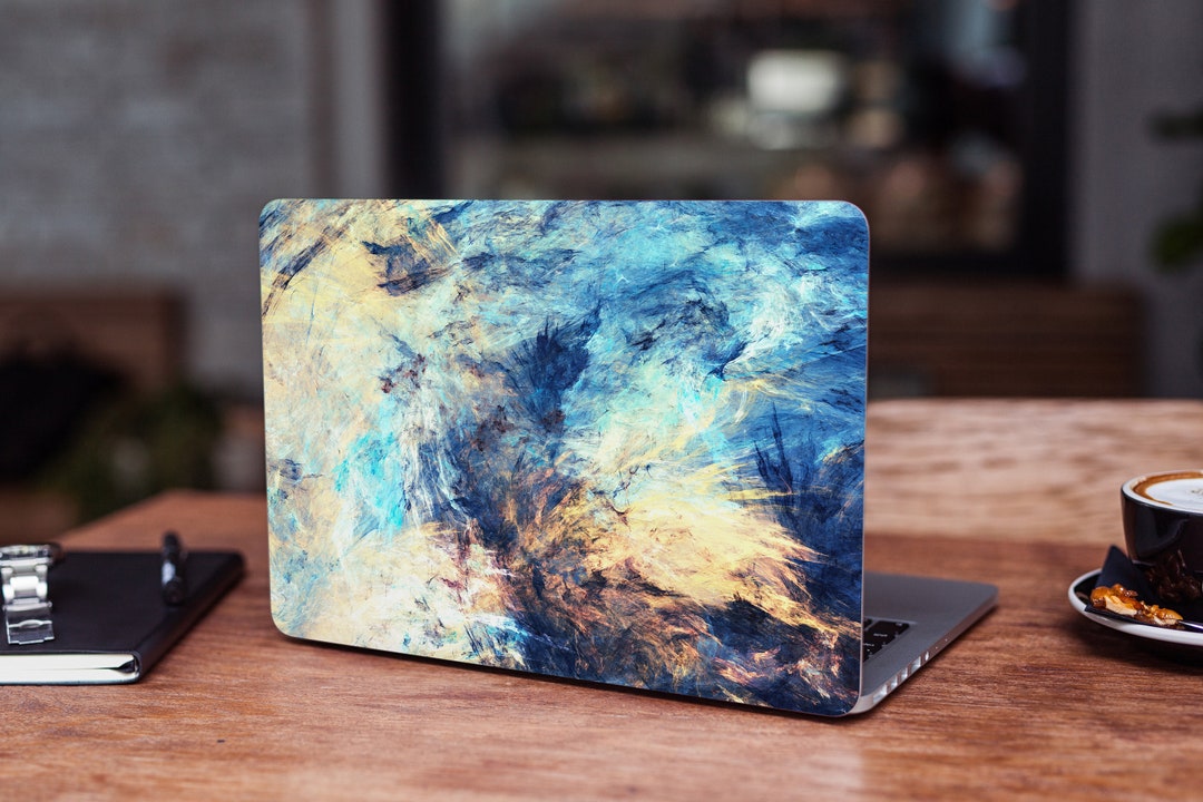 Cold Blue Glacier With Gold Streaks Laptop Skins, Pattern MacBook Skins ...