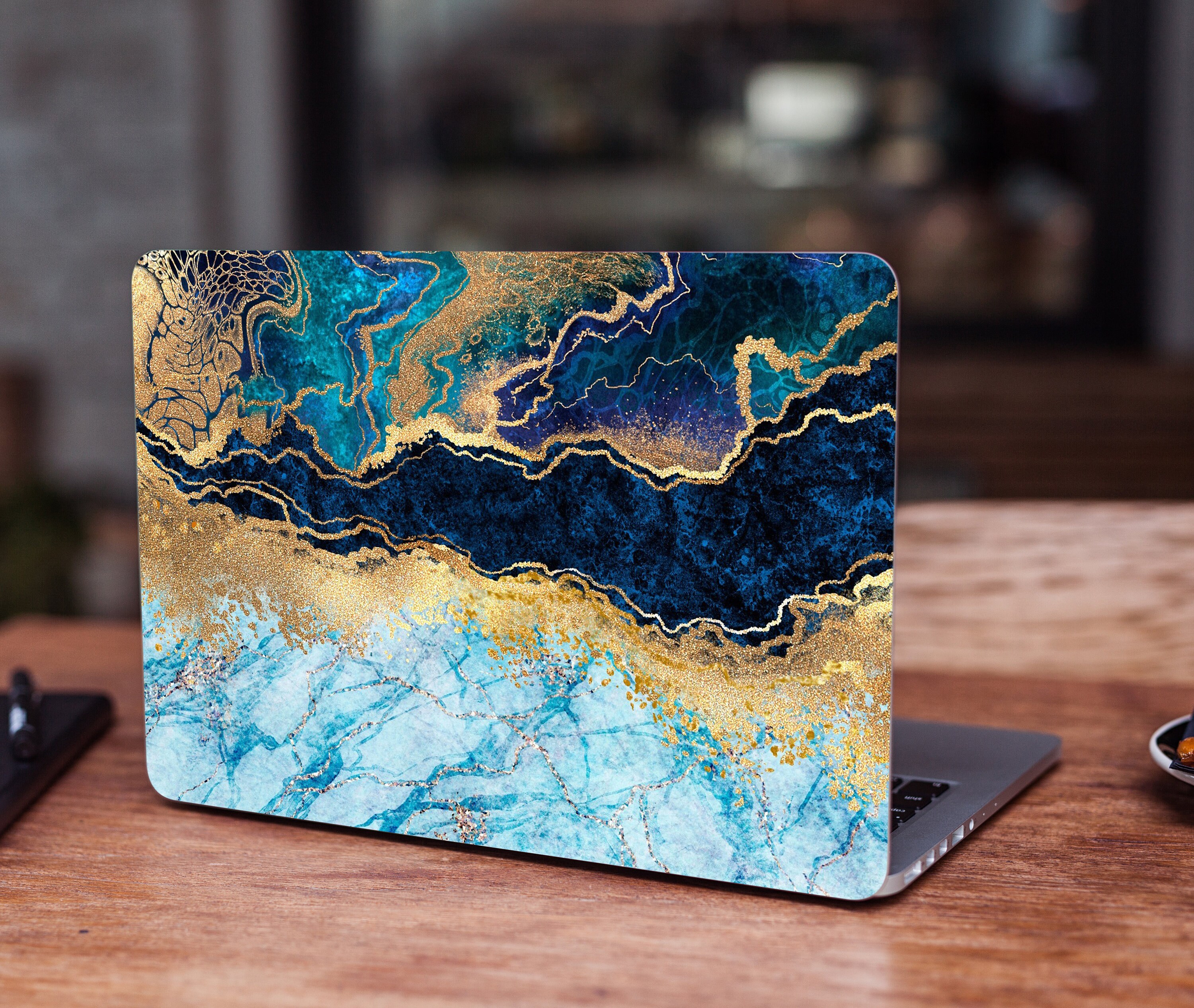 Blue Gradient Marble Laptop Skins Lenovo Samsung Huawei Gold - Etsy