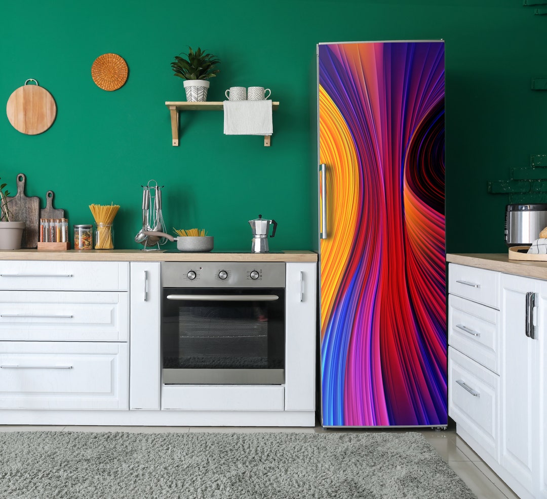 Bright Abstraction Decal Fridge Wraps Light Stains Refrigerator Skins ...