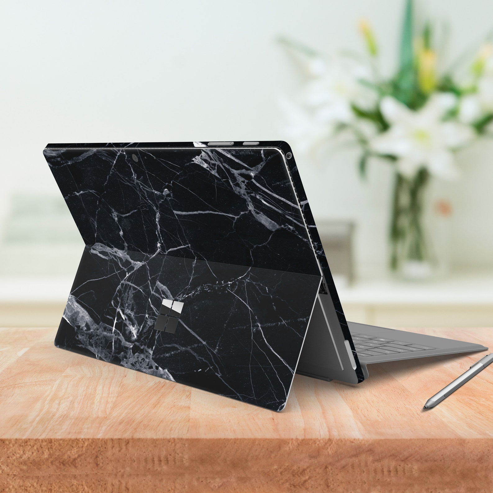 Black Pattern New Surface Book 2 Skins Black Marble Microsoft - Etsy