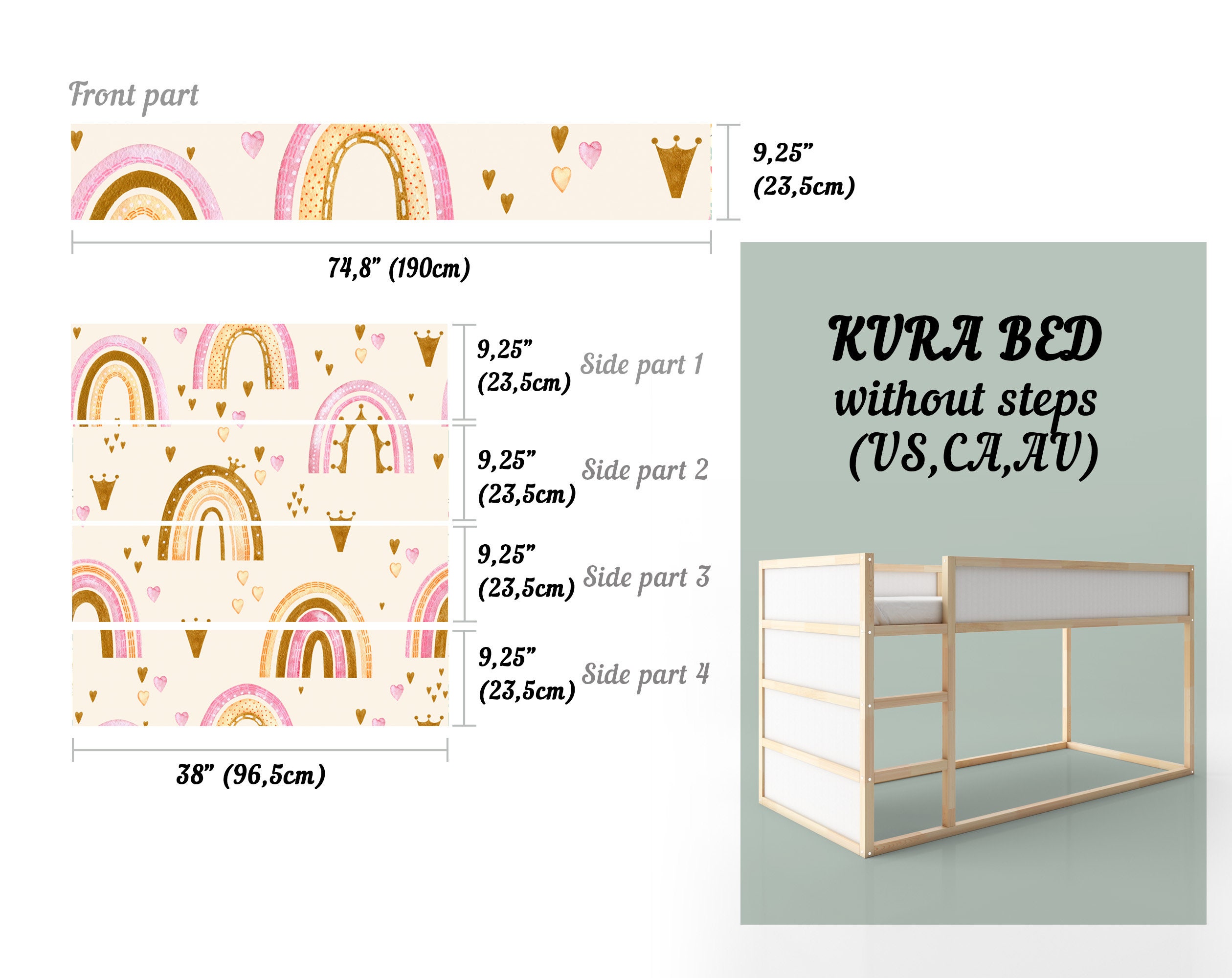 Unicorn IKEA Kura Bed Decals Custom Name Unicorn Rainbow Decor - Etsy