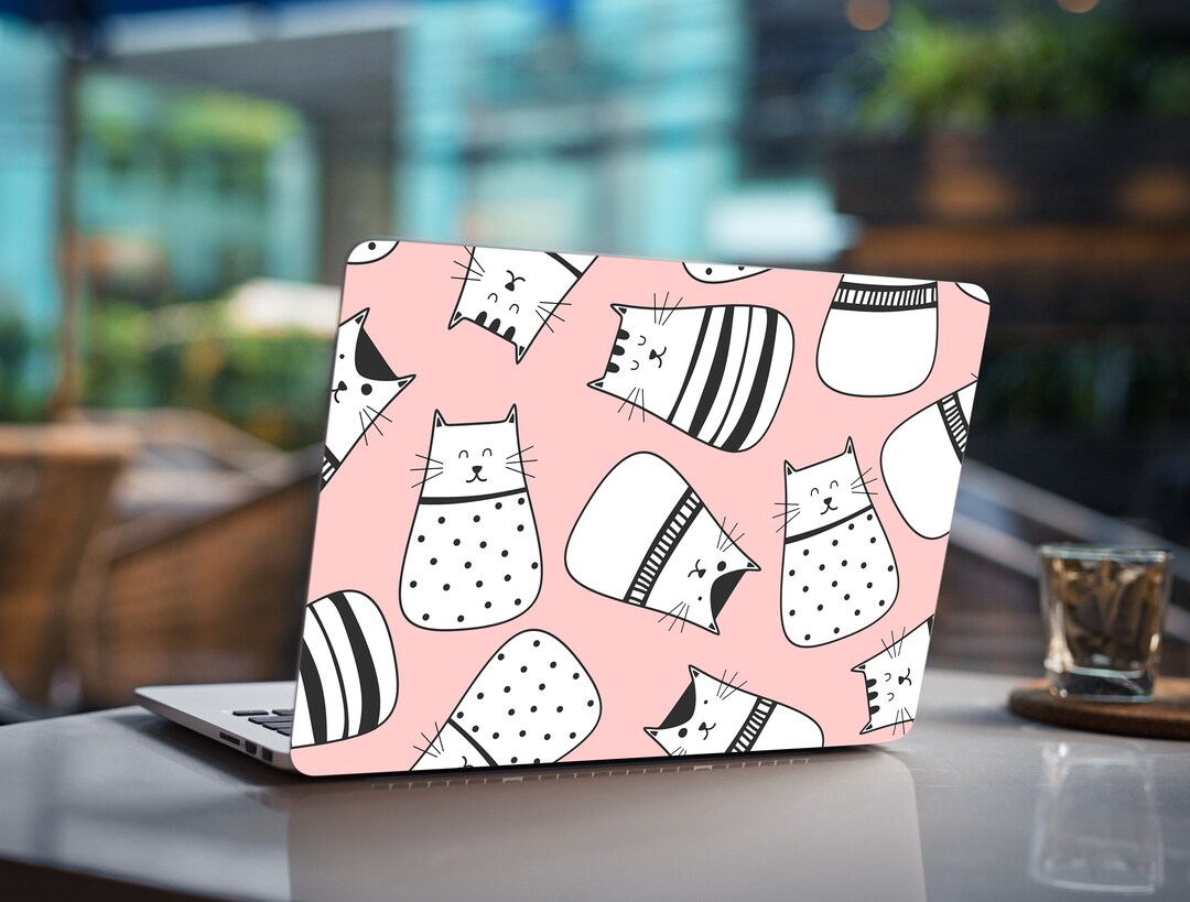 Cute Cats Skins Universal Laptop Hp Lenovo Asus Pink Pattern Vinyl ...