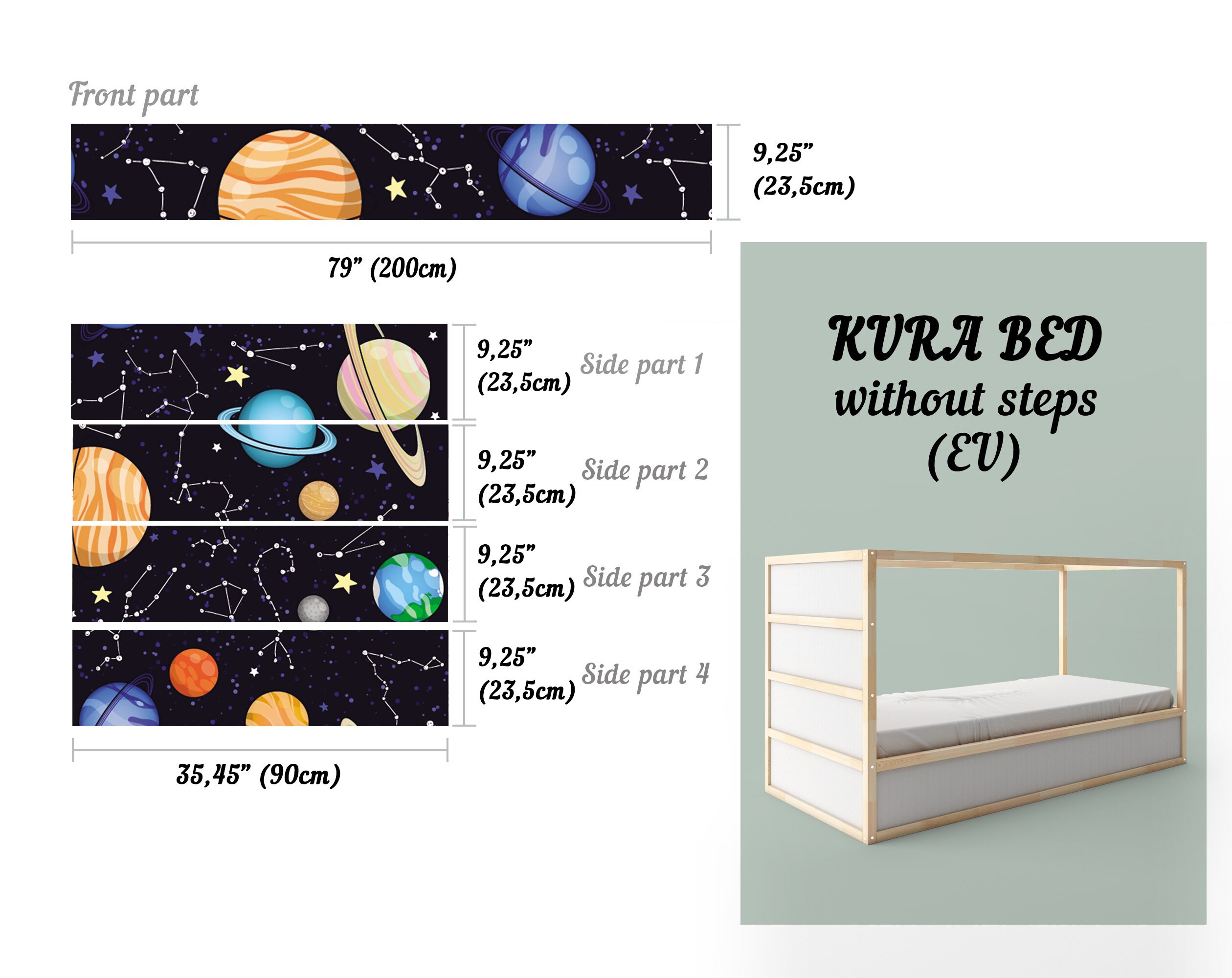 Unicorn IKEA Kura Bed Decals Custom Name Unicorn Rainbow Decor - Etsy