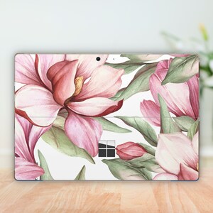 Blossom Pink Flowers Microsoft Surface Book 2 Skins Green Leaves Laptop ...