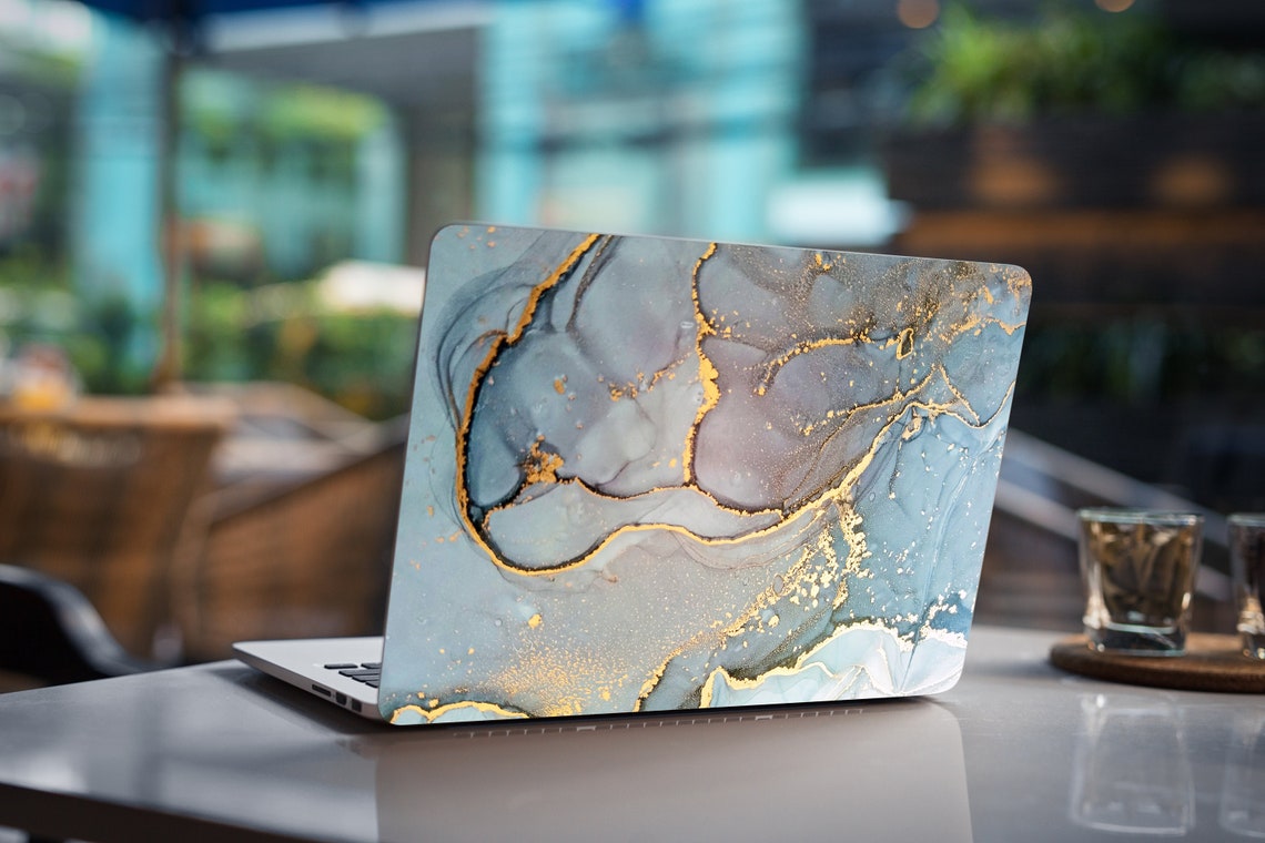 Grey Marble Oil Skin Macbook Laptop Hp Lenovo Asus Dirty Blue | Etsy