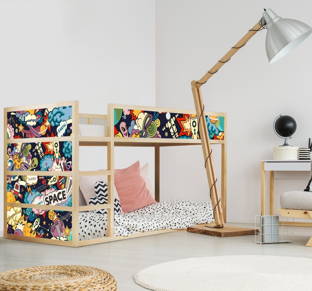IKEA Kura Bed Decals Planets Decor Playroom Space Wrap for IKEA Kura ...