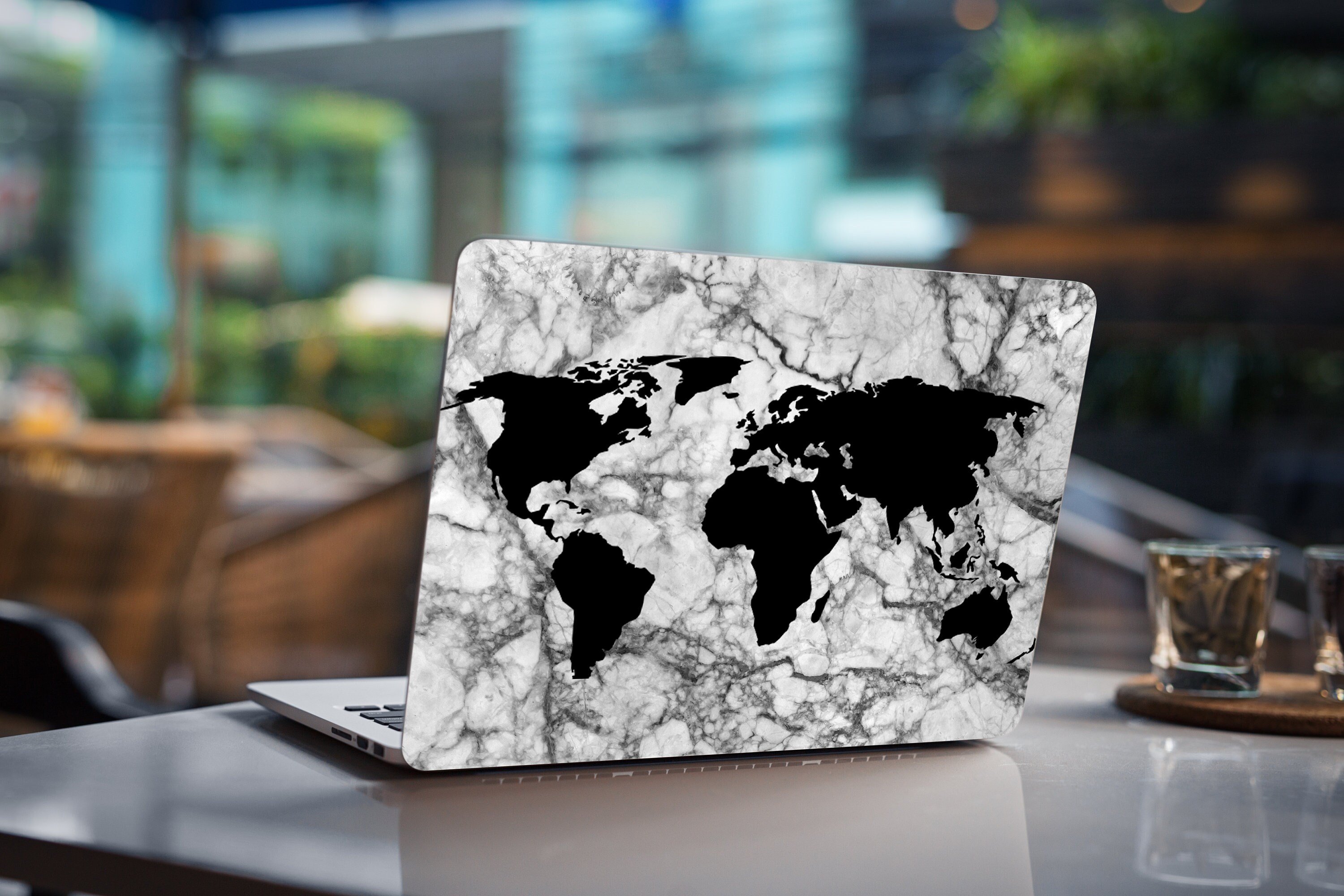 Grey Marble Laptop Skins Notebook HP Surface World Map Vinyl | Etsy