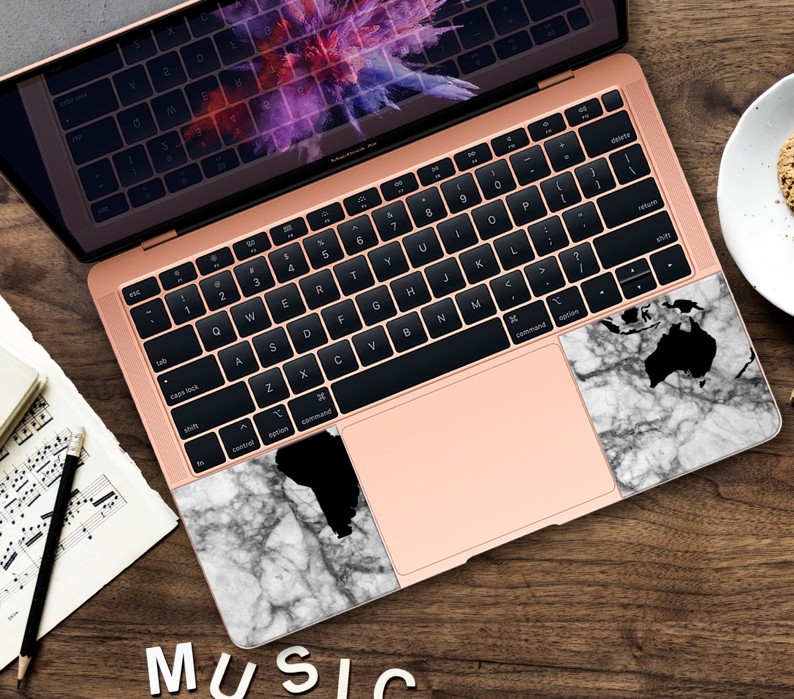 Grey Marble Laptop Skins Notebook HP Surface World Map Vinyl | Etsy