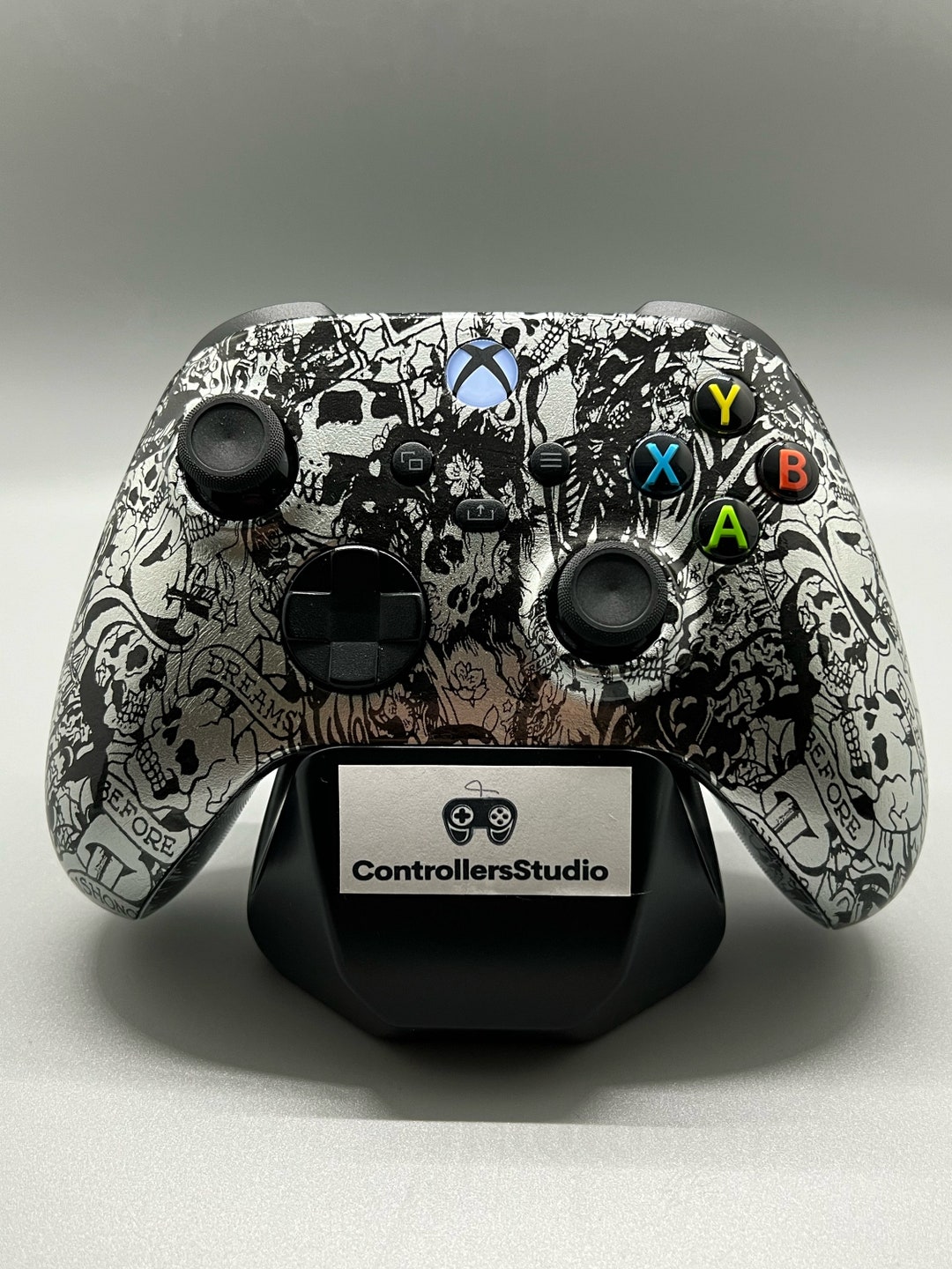 Custom Microsoft Xbox Series X/S Controller Hydro Dipped Silver Tattoo ...