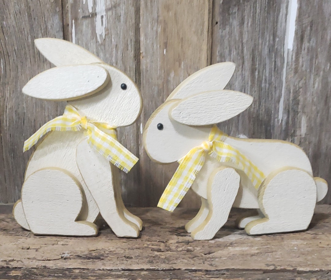 Rustic Wood Rabbit, Farmhouse Wood Rabbit, White Rabbit, Nursery Decor ...