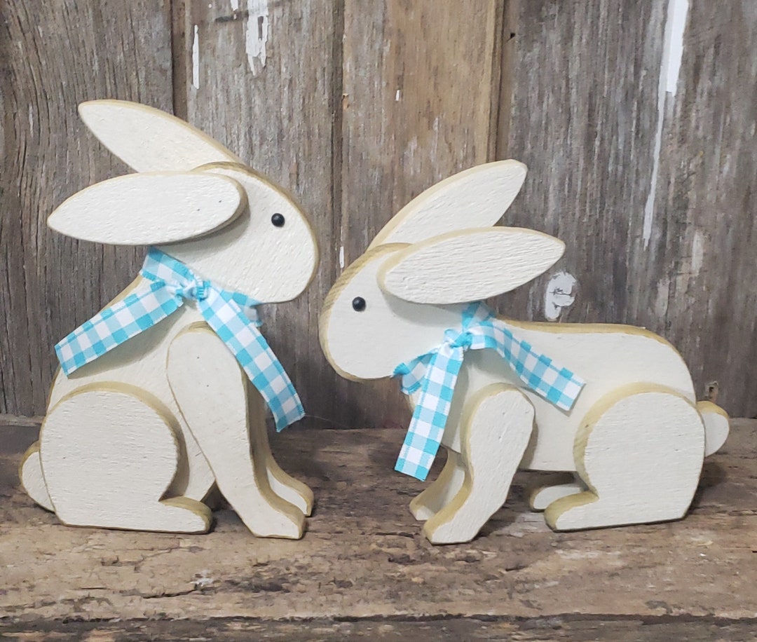 Rustic Rabbit, Farmhouse Wood Rabbit, White Rabbit, Nursery Decor ...