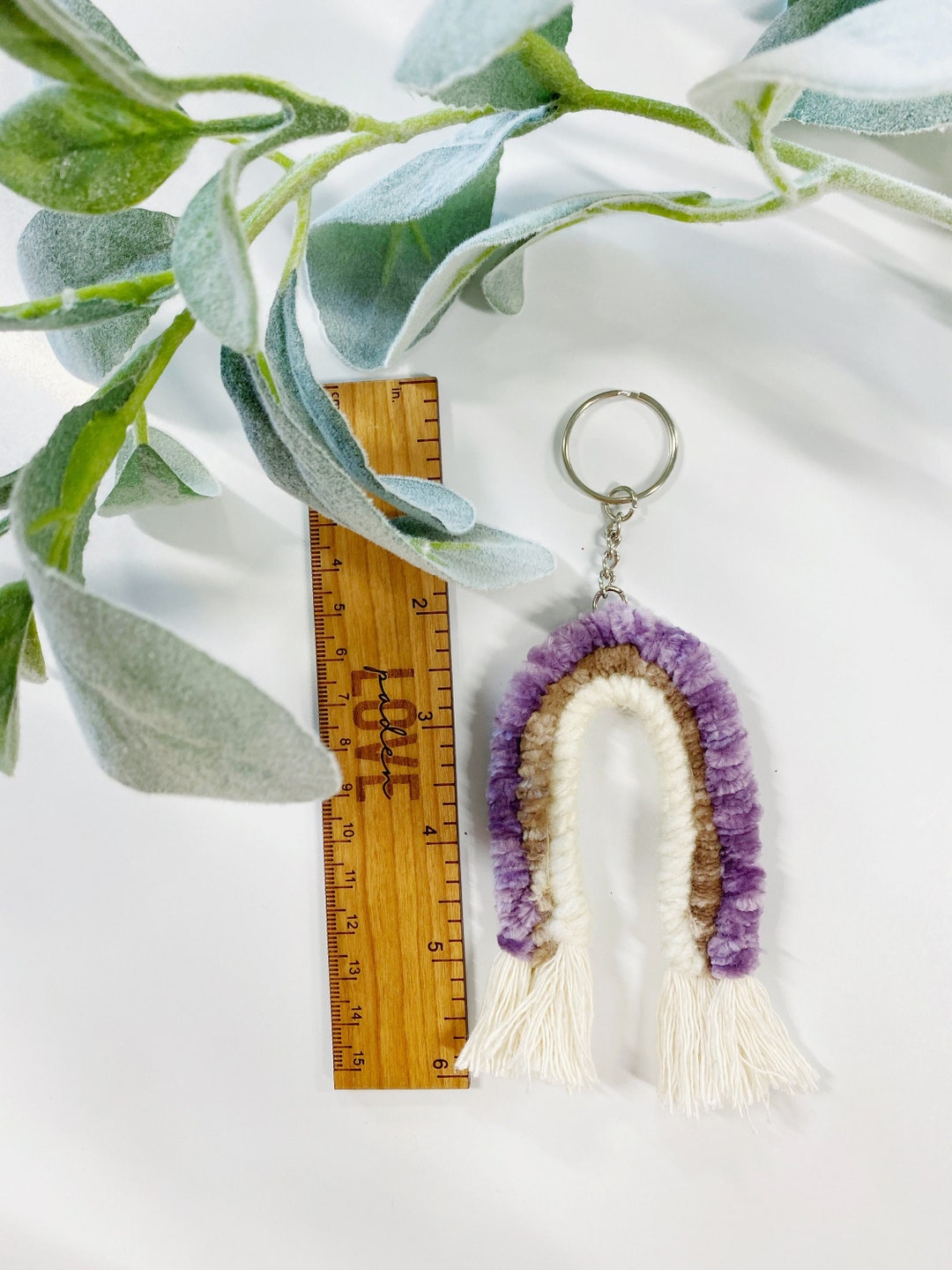 Purple Velvet Boho Rainbow Keychain Macramé Keychain - Etsy