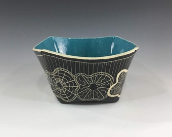 Sgraffito Pottery Bowl - Etsy