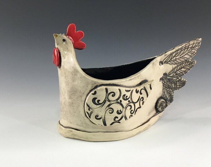 Handmade Ceramic Hen - Handbuilt Pottery Hen - Ceramic Chicken ...