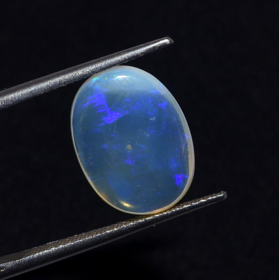 Natural Australian Opal Gemstone: Blue Fire Oval Cabochon, 3.15 Crt - Etsy