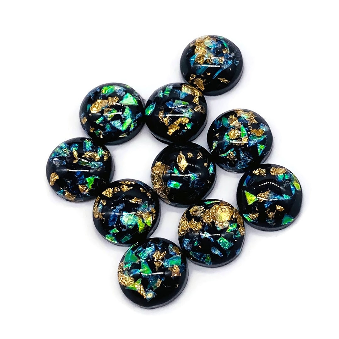 Black With Gold Foil Cabochon 12mm (10 Pieces) - Etsy