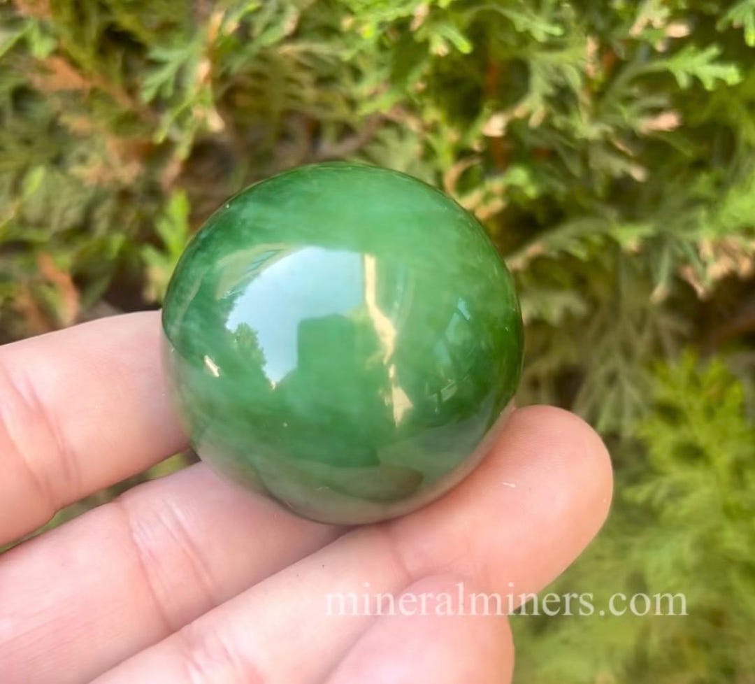 Cats Eye Jade Sphere, Genuine Green Jade Sphere, Natural Color Jade ...