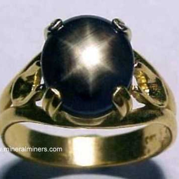 Black Star Sapphire Ring - Etsy