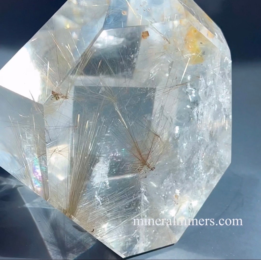 Golden Rutilated Polished Quartz, Decorator Rutilated Crystal, Natural ...