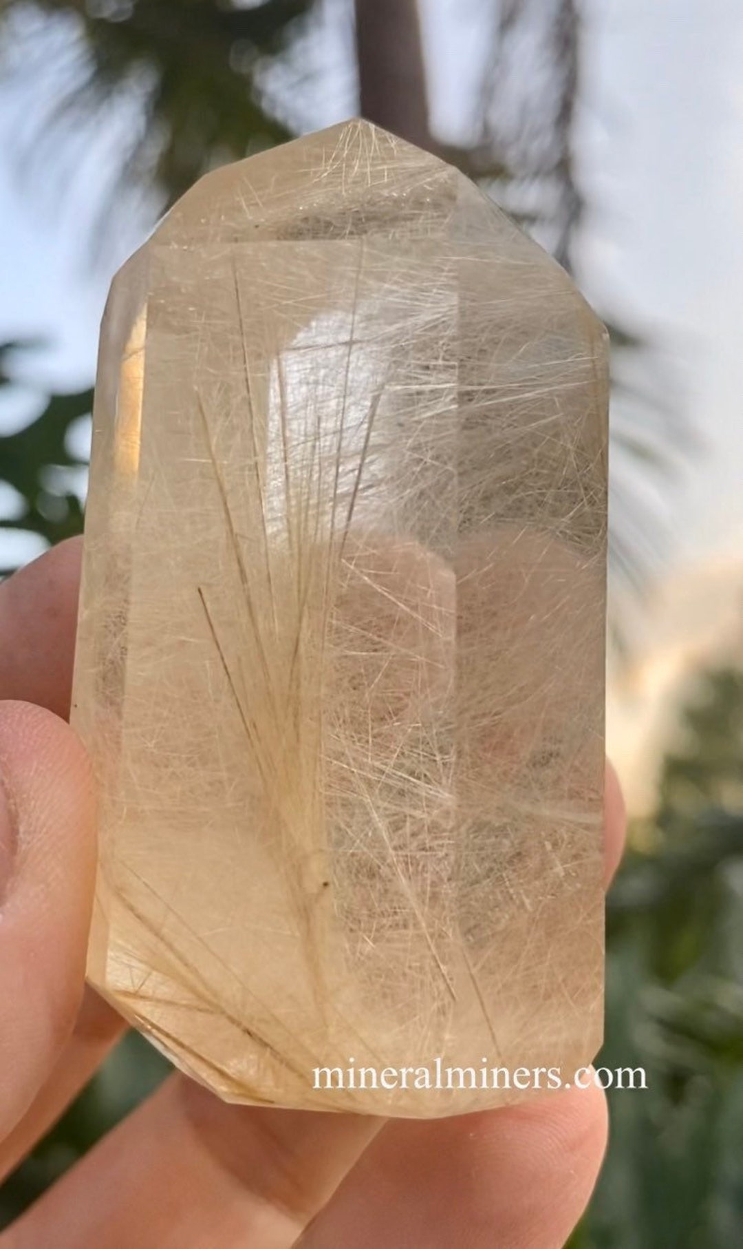 Golden Rutilated Polished Quartz, Gold Color Rutile in Quartz, Natural ...