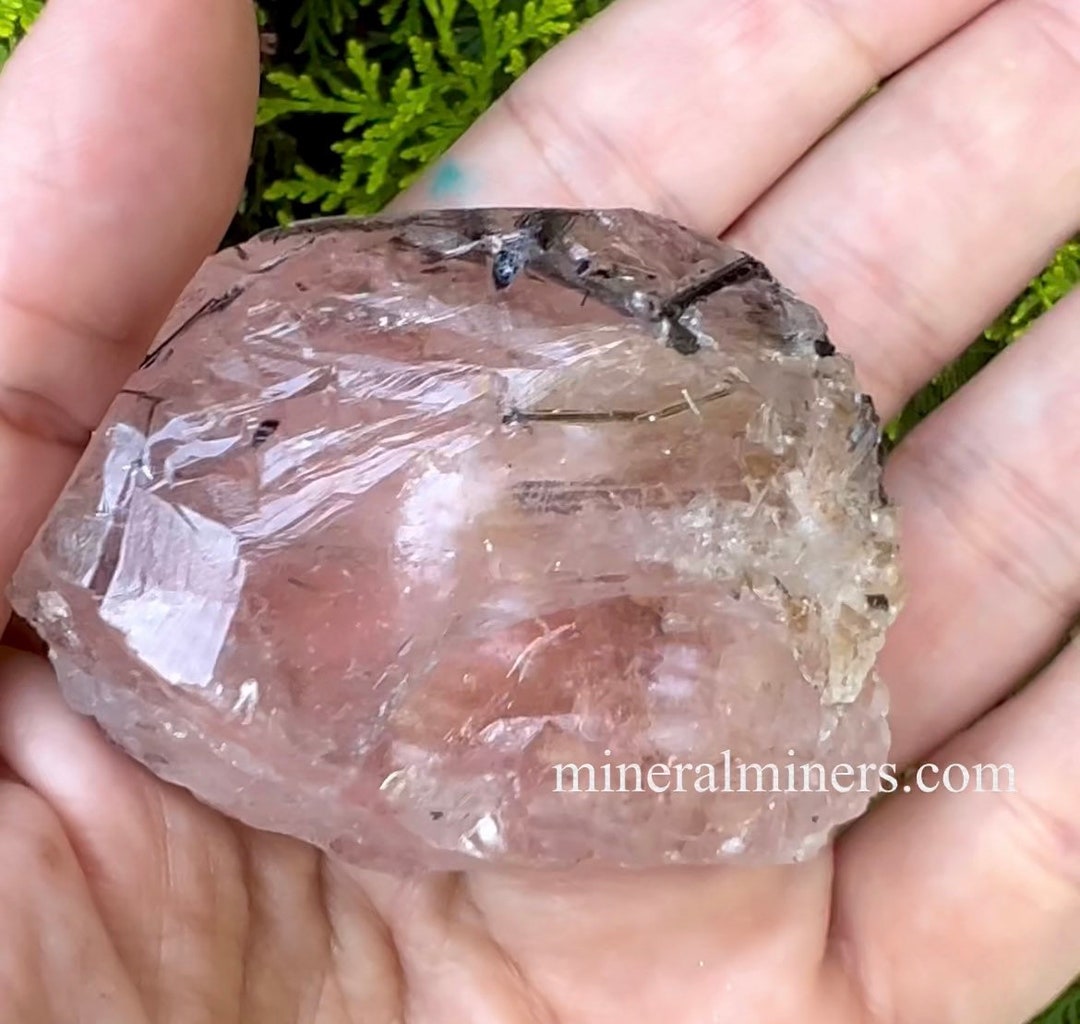 Gemmy Morganite With Green Tourmalines, Deep Pink Beryl Stone, Natural ...