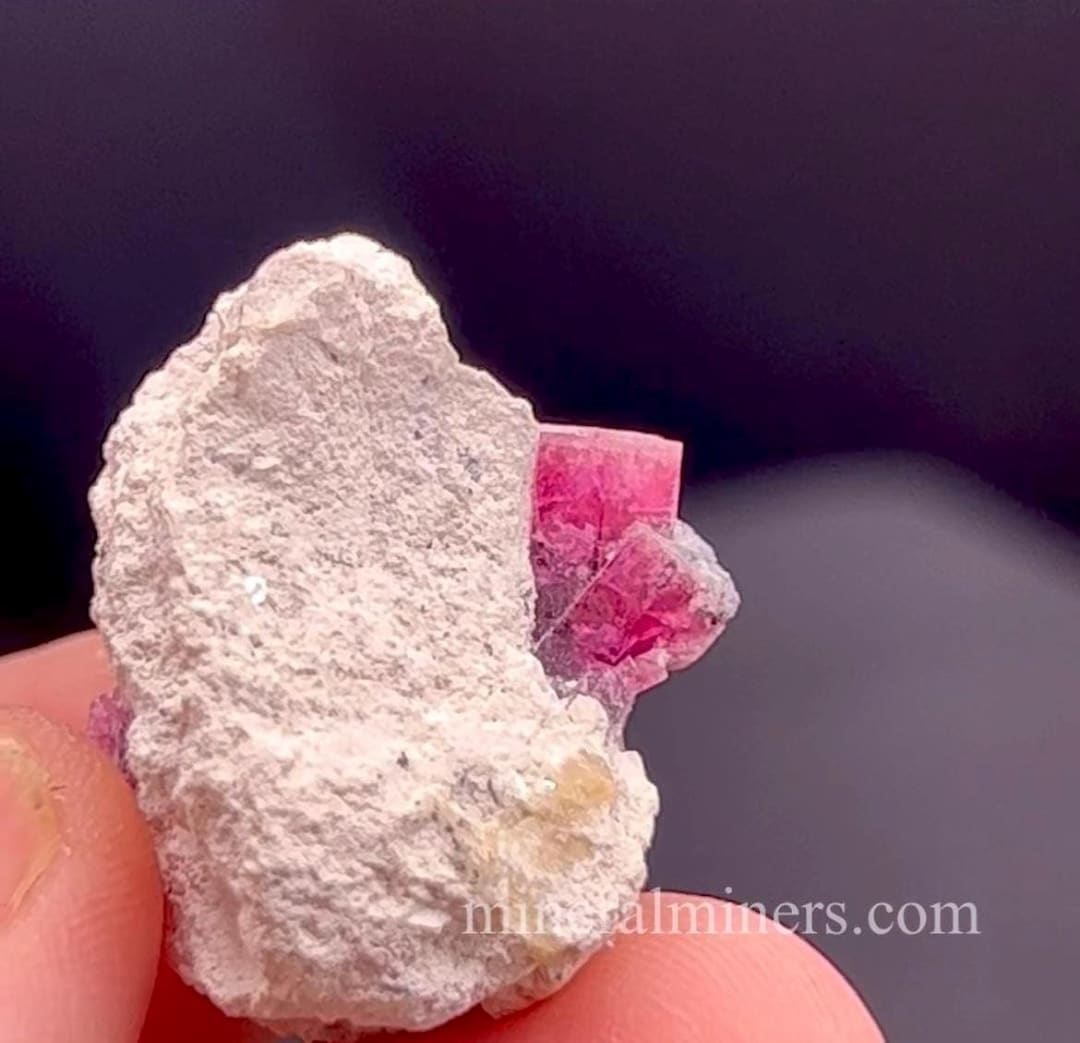 Red Beryl Crystals in Matrix, Natural Pink Emerald Specimen, Rare Wah ...