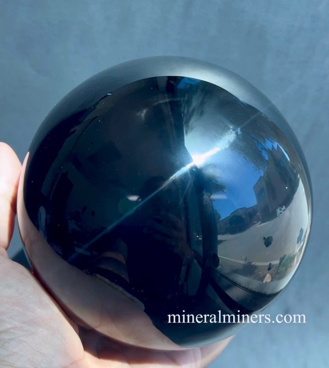 Black Obsidian Crystal Ball, 114mm Volcanic Sphere, Natural Color Black ...