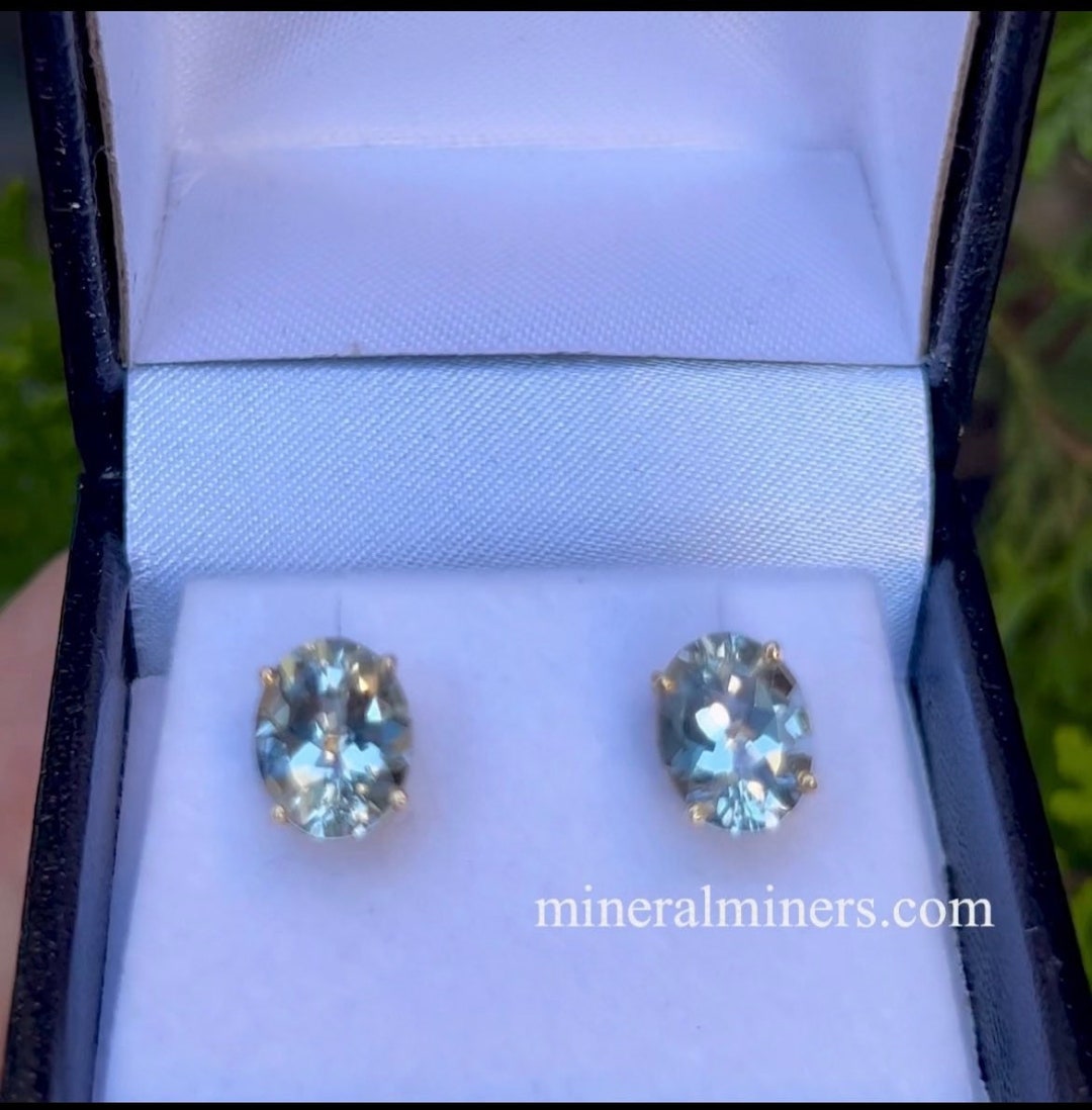 Natural Aquamarine Earrings, Faceted Blue Beryl Jewelry, Natural Blue ...