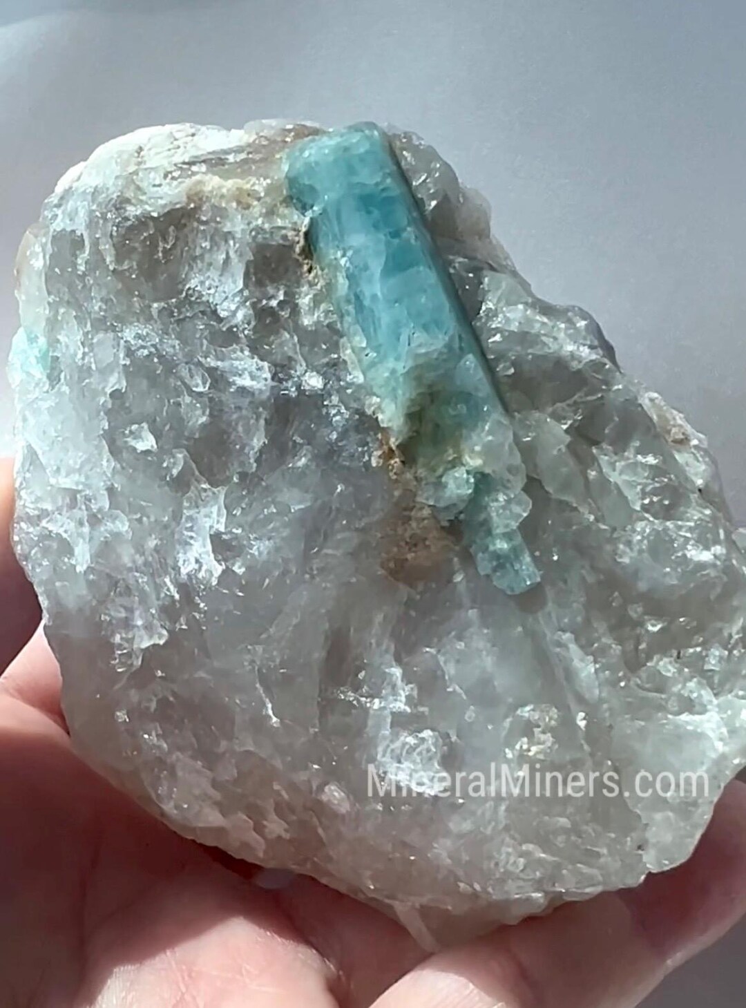 Blue Aquamarine Crystal in Matrix, Natural Raw Brazilian Aquamarine ...