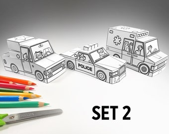 Paper Toy Cars Set 1, Printable Activity Sheets, Paper Craft Kit, Cut ...