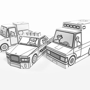 Paper Toy Cars Printable Activity Sheets Craft Kit Cut and Color Pages ...