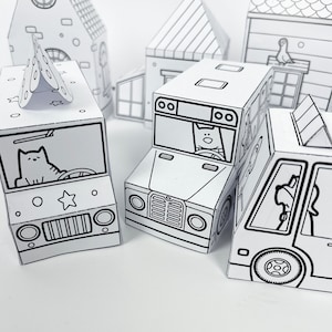 Paper Toy Cars Set 1, Printable Activity Sheets, Paper Craft Kit, Cut ...