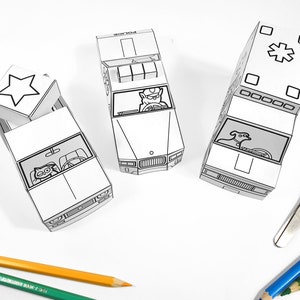 Paper Toy Cars Printable Activity Sheets Craft Kit Cut and Color Pages ...