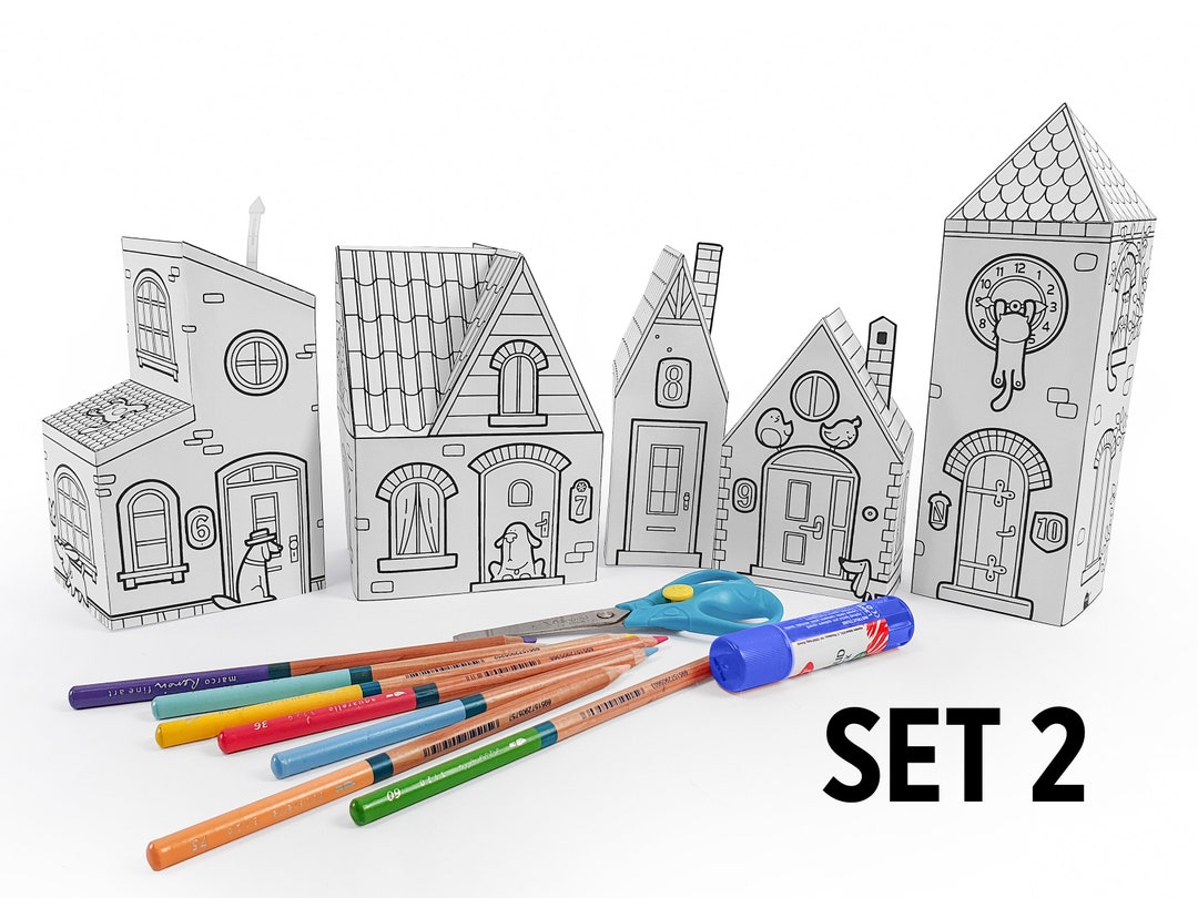 Paper Toy Houses Set 2, Printable Activity Sheets, Paper Craft Kit, Cut ...
