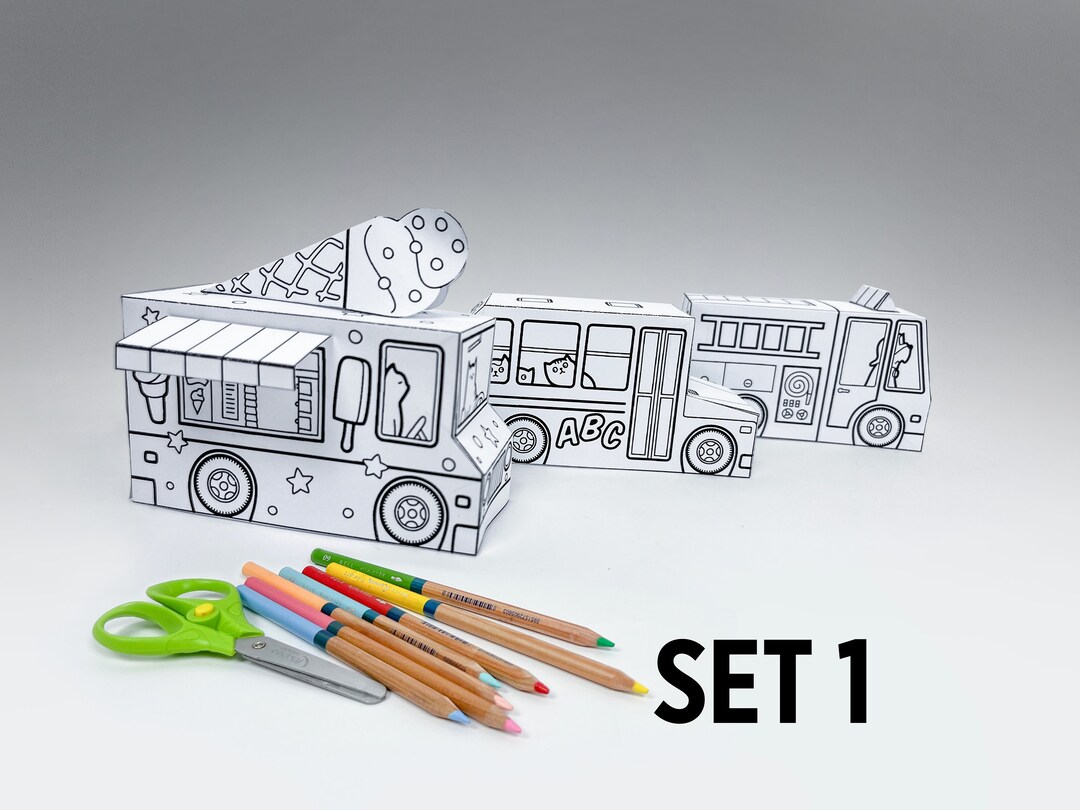 Paper Toy Cars Set 1, Printable Activity Sheets, Paper Craft Kit, Cut ...