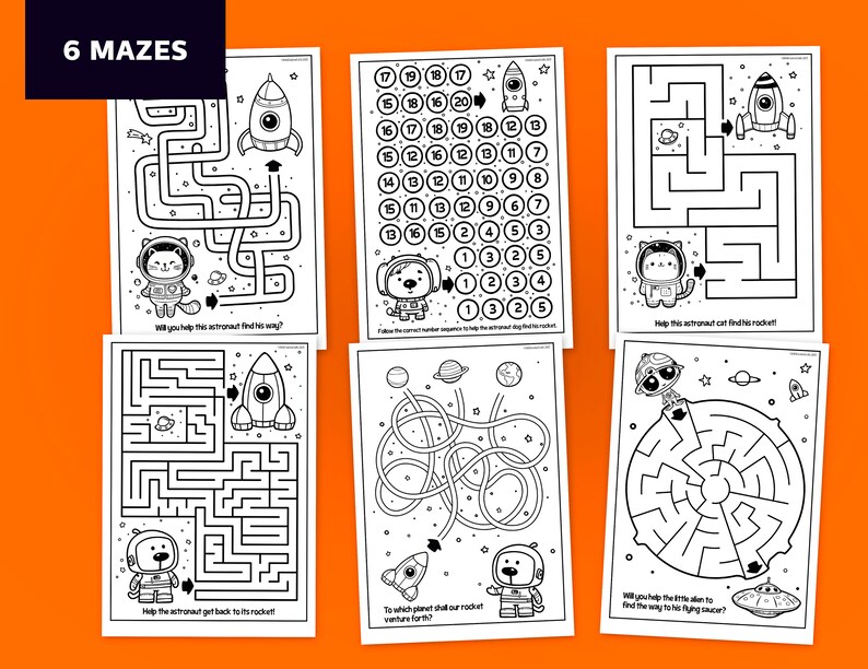 Space Activity Book, Printable Games, Mazes and Puzzles (digital ...