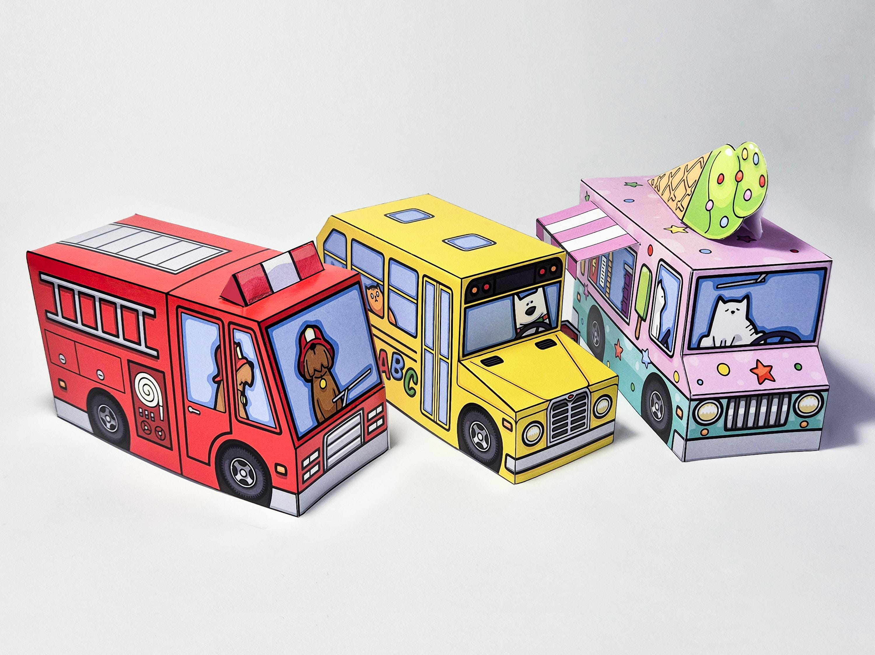 Paper Toy Cars Printable Sheets Craft Kit Cut and Assembly Pages ...