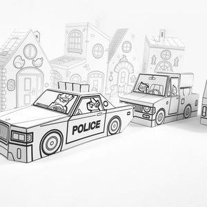 Paper Toy Cars Printable Activity Sheets Craft Kit Cut and Color Pages ...