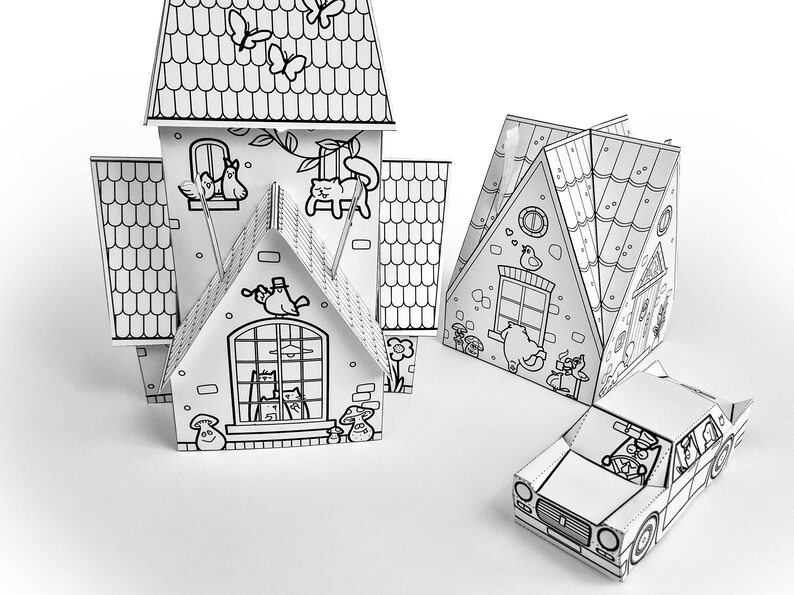 Paper Toys Printable Activity Sheets Craft Kit Cut and Color Pages ...