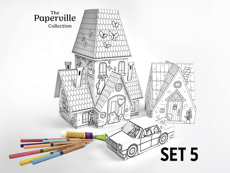 Paper Toys Printable Activity Sheets Craft Kit Cut and Color Pages ...