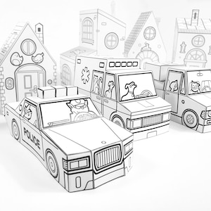 Paper Toy Cars Printable Activity Sheets Craft Kit Cut and Color Pages ...