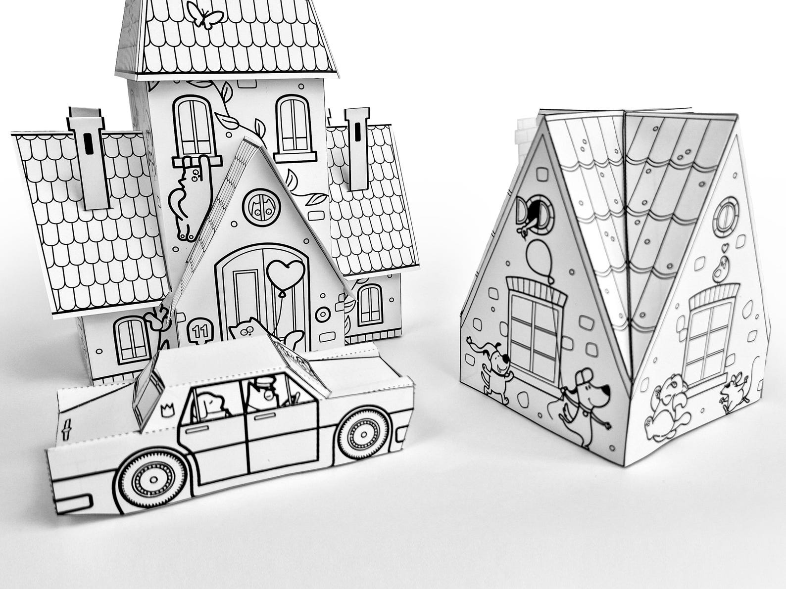 Paper Toys Printable Activity Sheets Craft Kit Cut and Color Pages ...