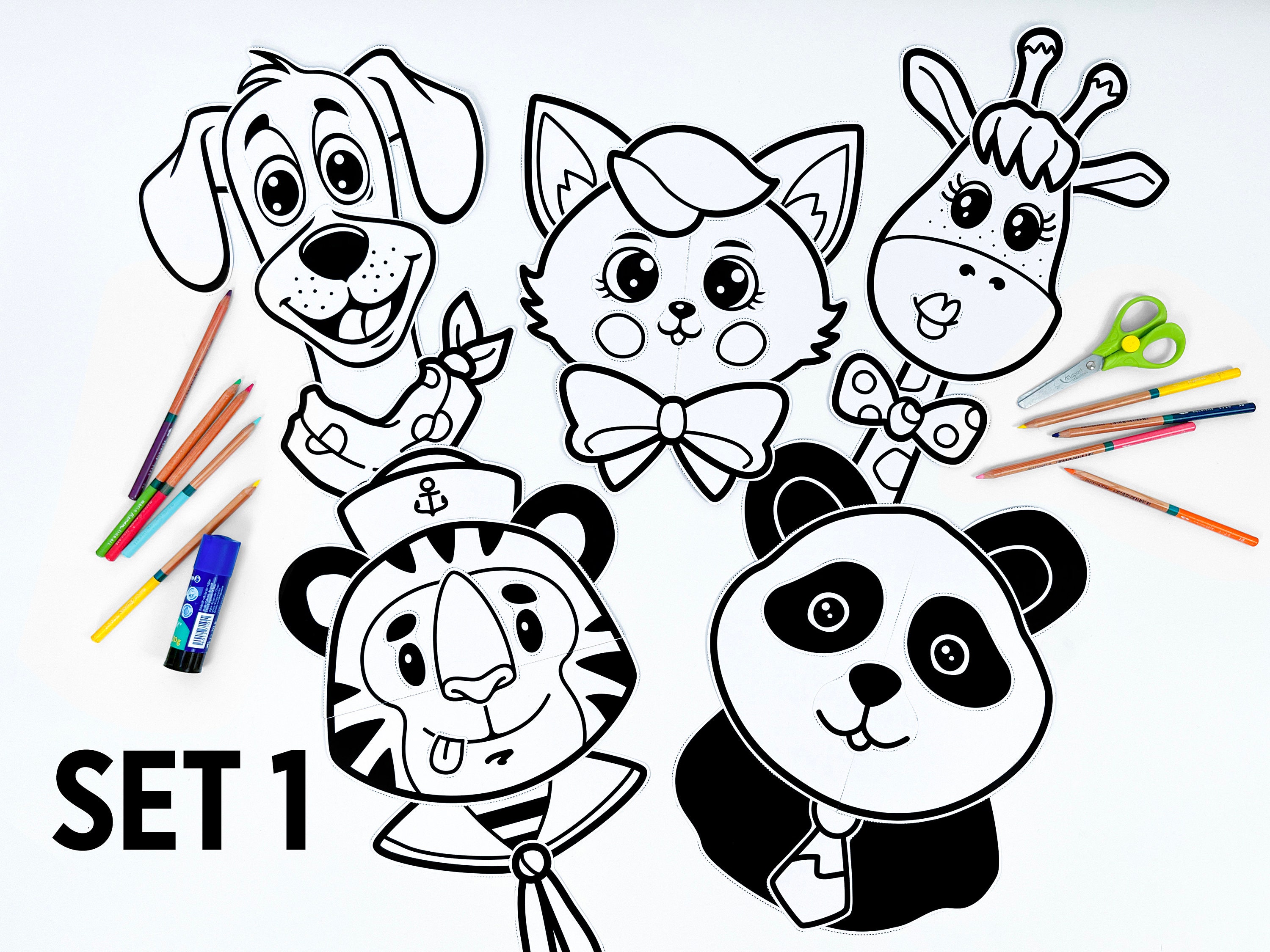 Printable Paper Animals Craft | Coloring Activity (digital Download) - Etsy