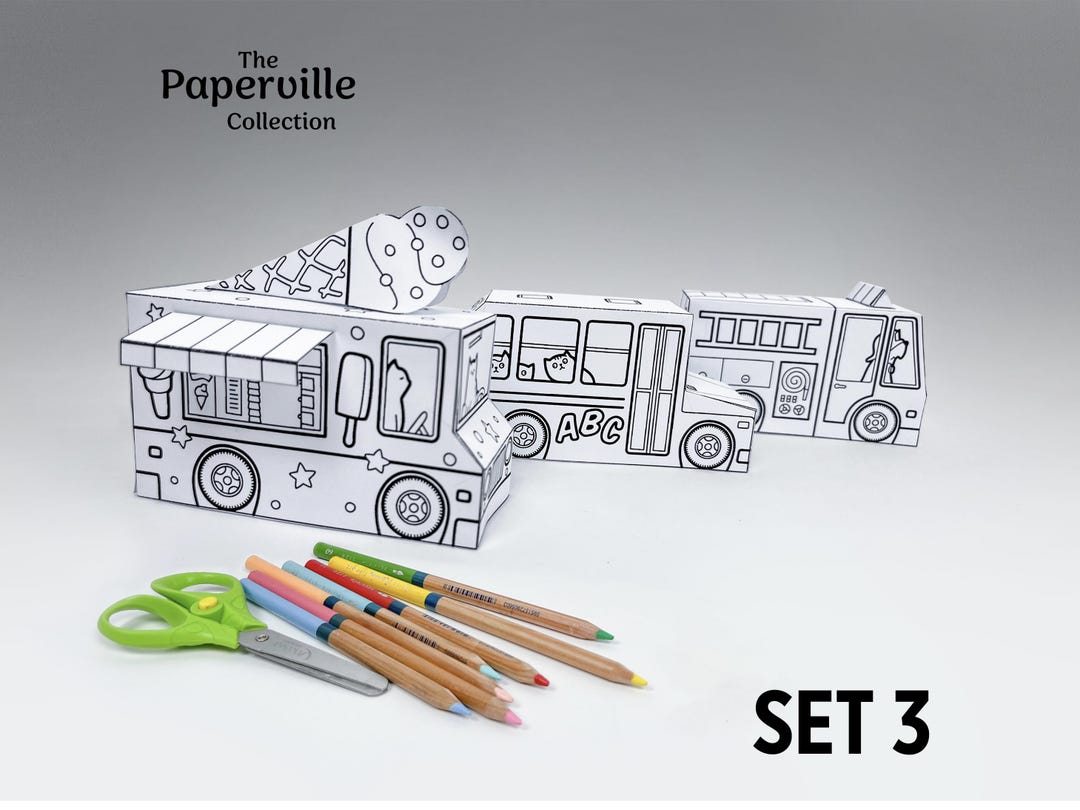 Paper Toy Cars Set 1, Printable Activity Sheets, Paper Craft Kit, Cut ...