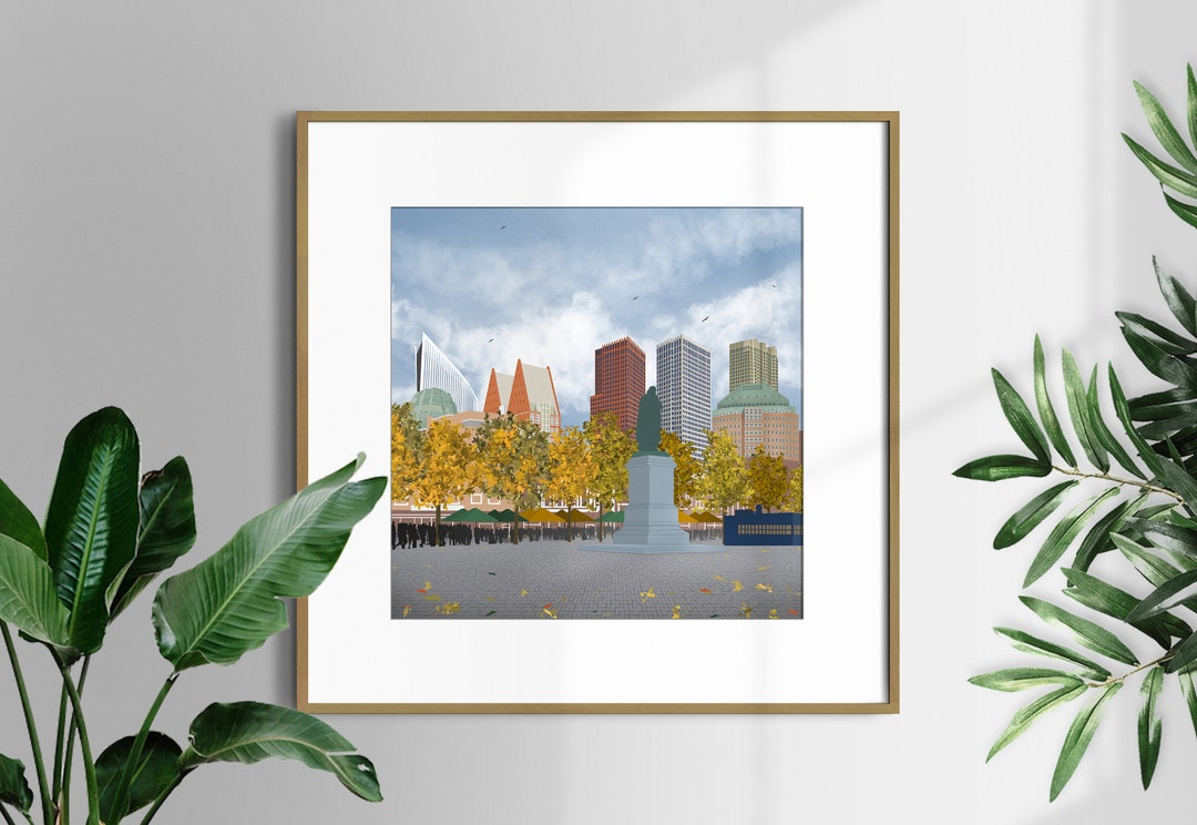 The Hague Art Print, the Netherlands, City Skyline Illustration ...